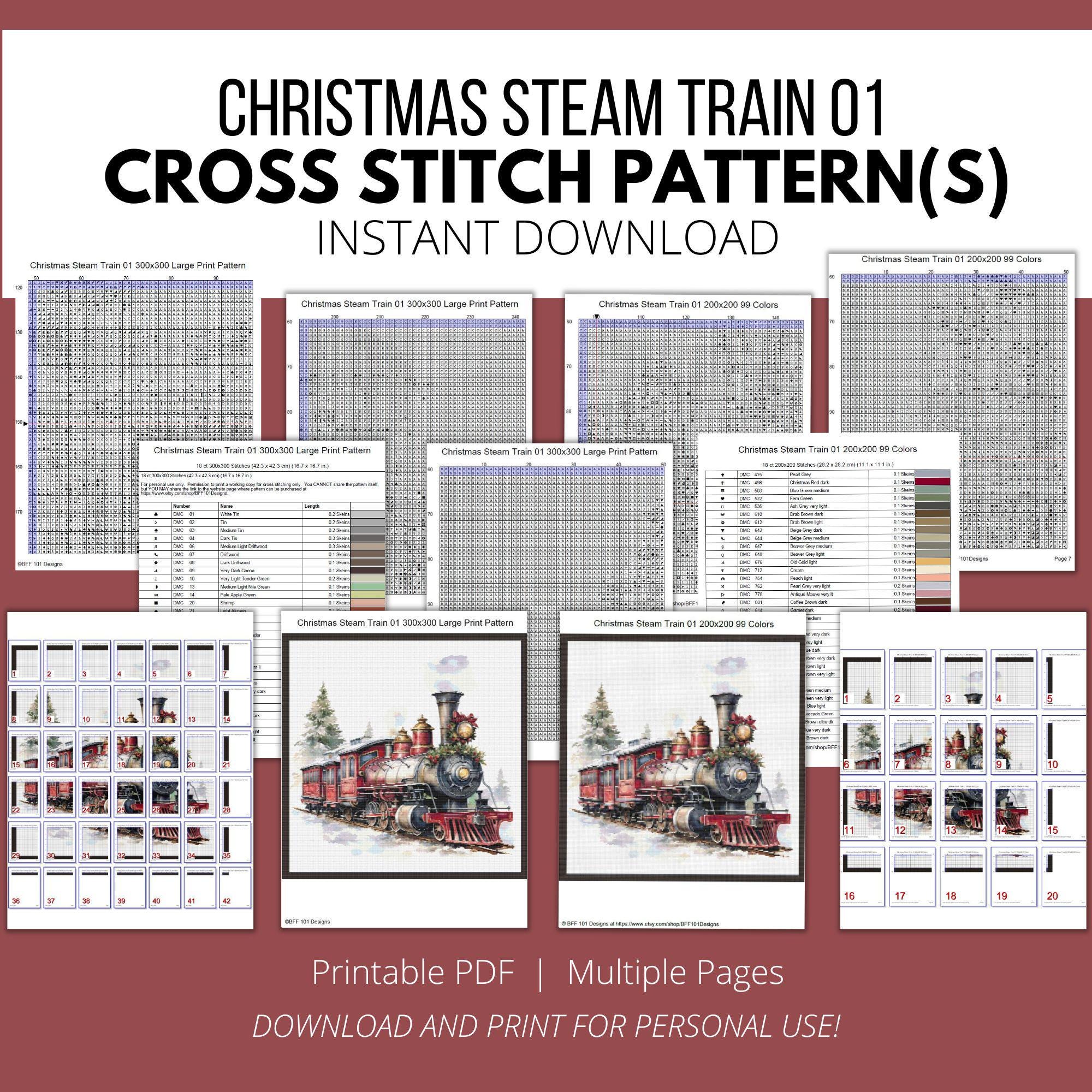 Christmas Steam Train 01 Cross Stitch Patterns - Downloadable PDF ...