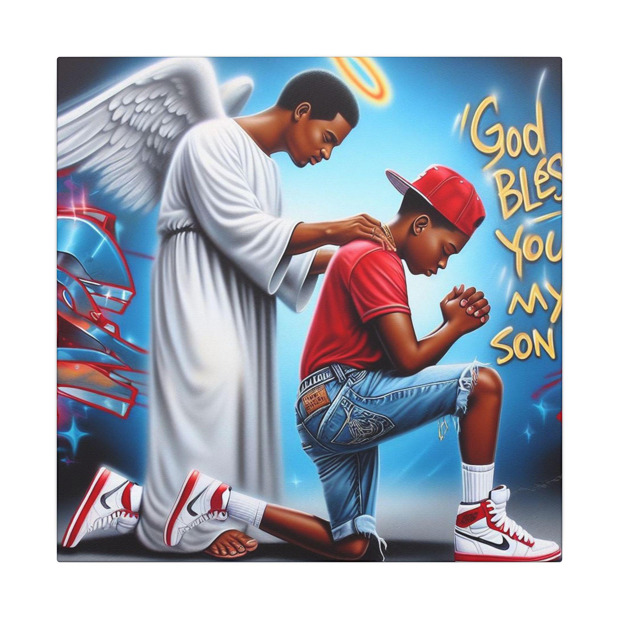 Guardian Angel Canvas Print, God Bless You My Son, Red Clothing ...