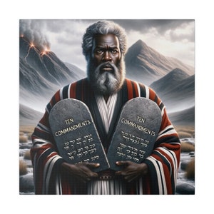 Ten Commandments W/black Moses Artwork | Ten Commandments Artwork | Ten ...