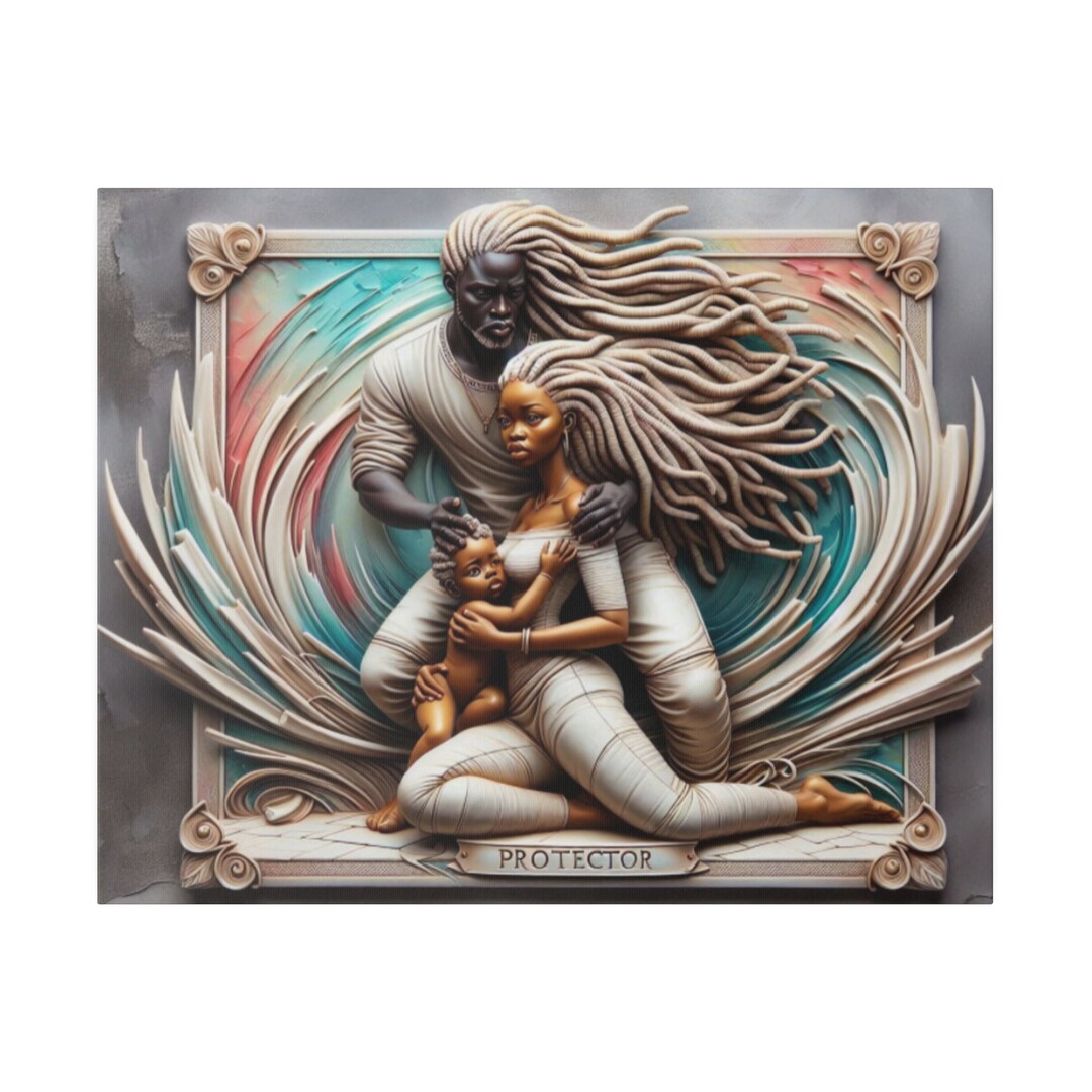 African American Protector Canvas, African Canvas Art Decor, Black ...