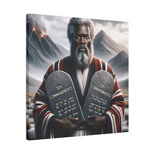 Ten Commandments W/black Moses Artwork | Ten Commandments Artwork | Ten ...