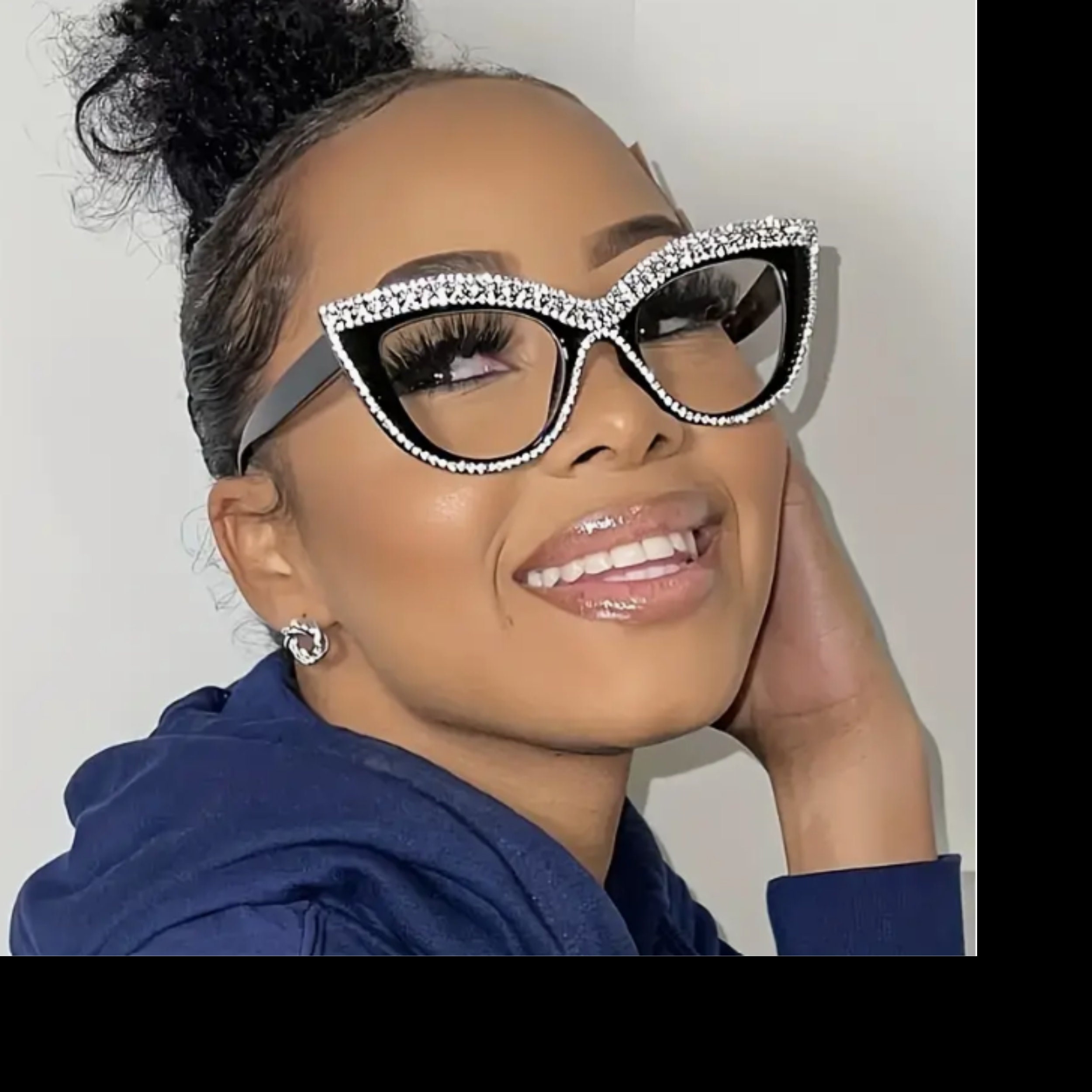 Glamourous Cat Eye Blue Light Blocking Bling Optical Frames - Etsy