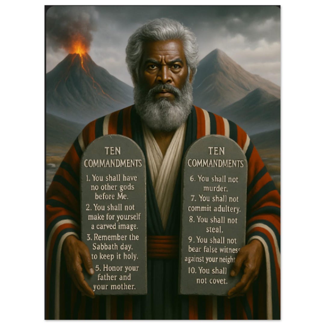 Black Moses Ten Commandments (english Print) - Etsy