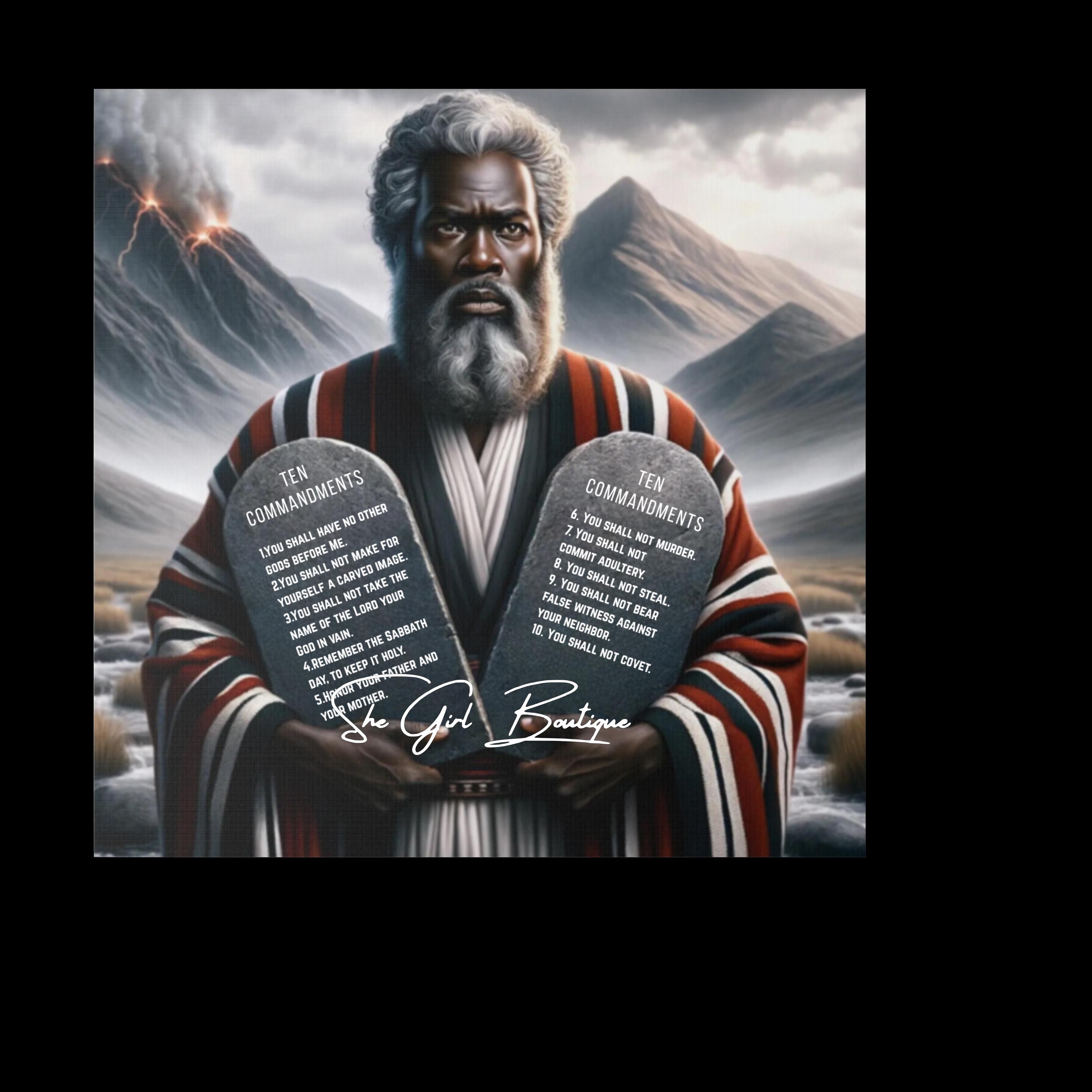 Ten Commandments W/black Moses Artwork | Ten Commandments Artwork | Ten ...