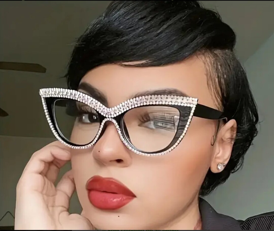 Glamourous Cat Eye Blue Light Blocking Bling Optical Frames - Etsy