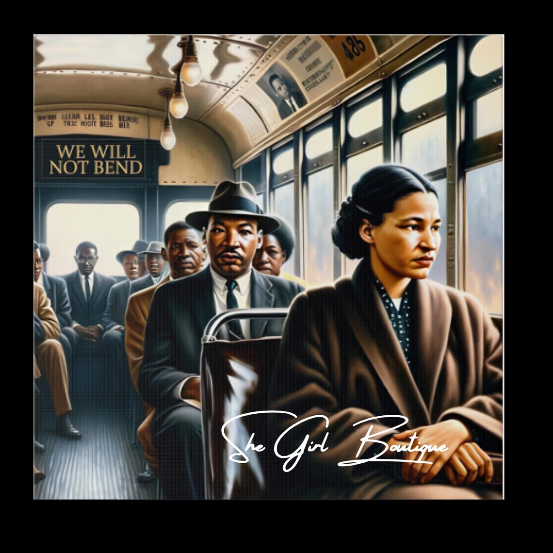 African American Bus Boycott Poster, Black History Art Print, 1950's ...