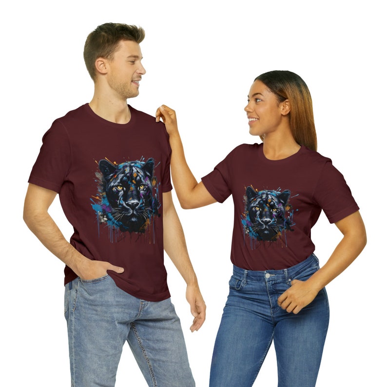 Graffiti Black Panther Unisex Short Sleeve Tee, Christmas Gift, Fun ...
