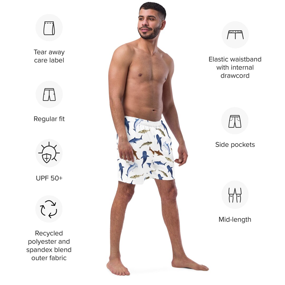 Shark Swim Trunks, Men's Swimsuit, Shark Bathing Suit, Men's Swimwear ...