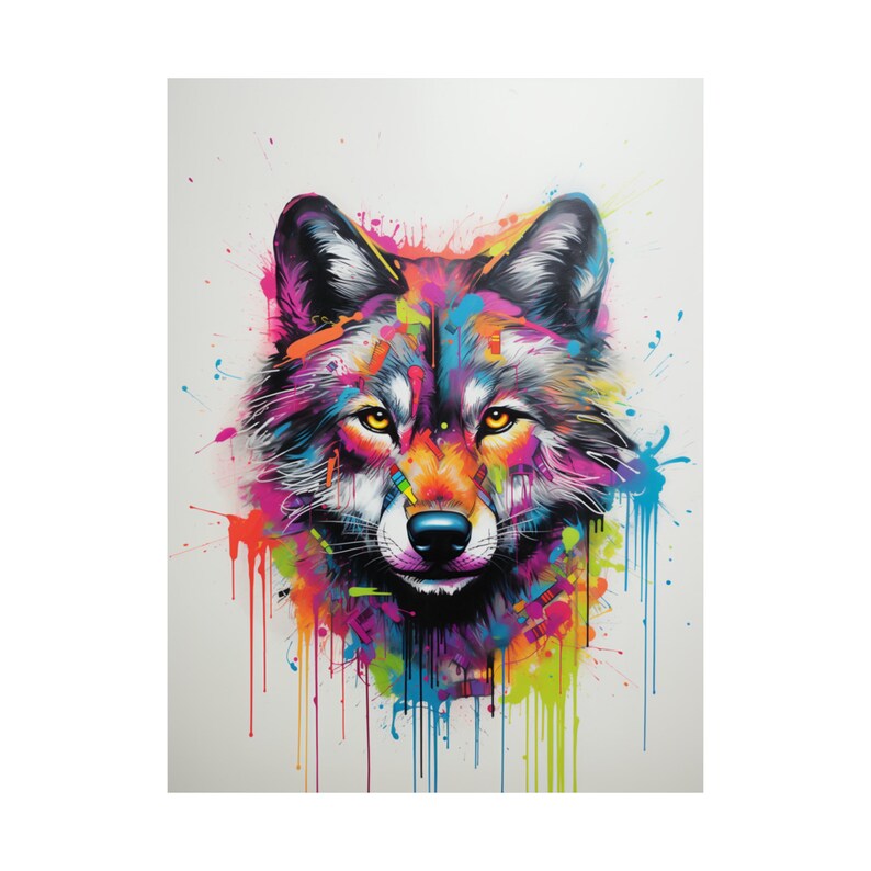Neon Graffiti Wolf Poster, Wolf Art, Gift for Wolf Lover, Wolves Art ...