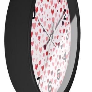 Watercolor Hearts Wall Clock, Analog Clock, Valentine's Day Gift ...