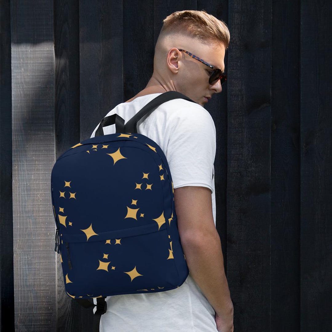 Navy & Gold Star Backpack: Stylish Laptop Bookbag, Water-resistant - Etsy