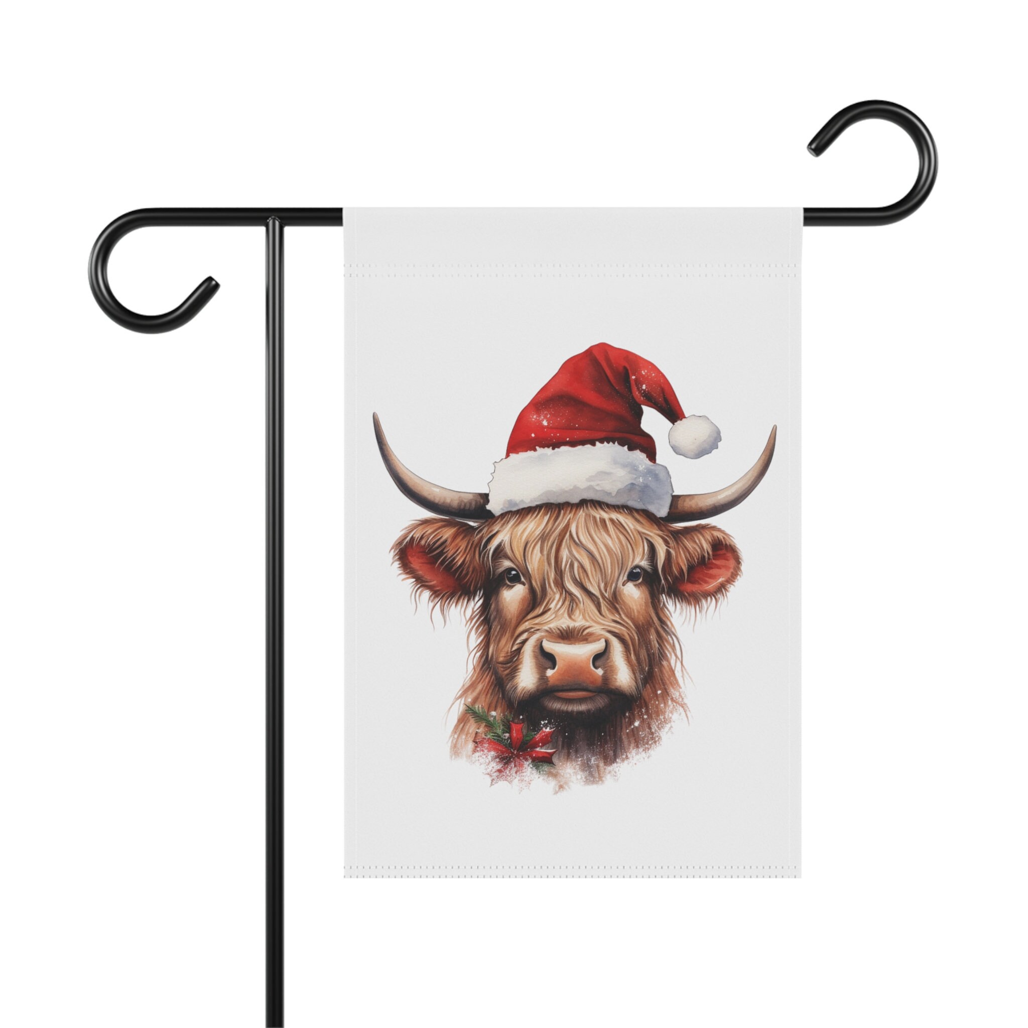 Santa Highland Cow Garden & House Banner Holiday Season - Etsy