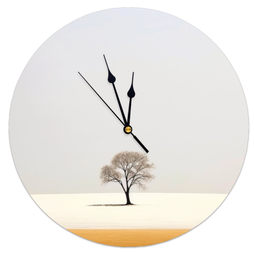 Lone Tree Minimalist Numberless Non-ticking Wooden Wall Clock 12" or 15 ...