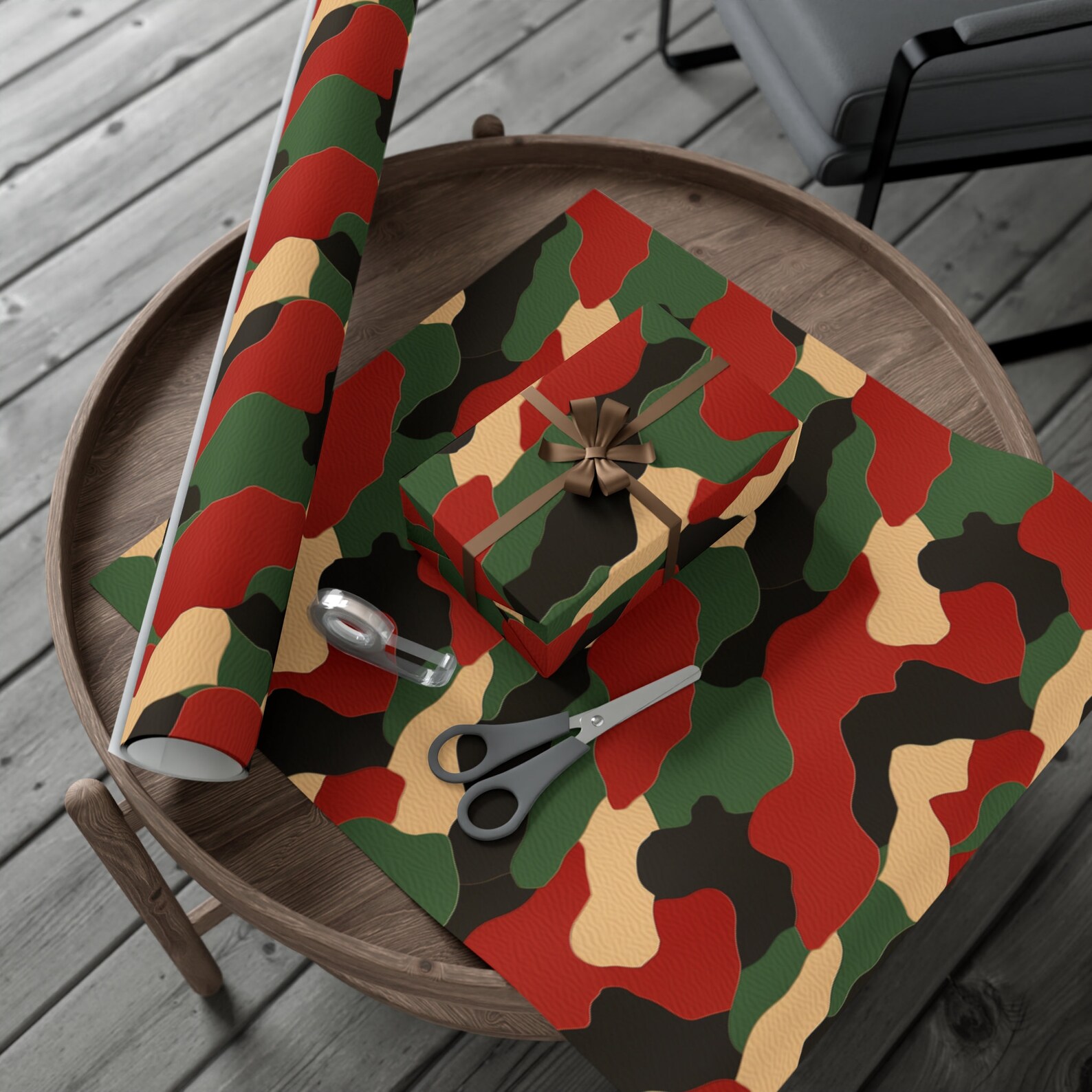 Red & Green Camo Gift Wrapping Paper, Christmas Present Wrap, Unique ...