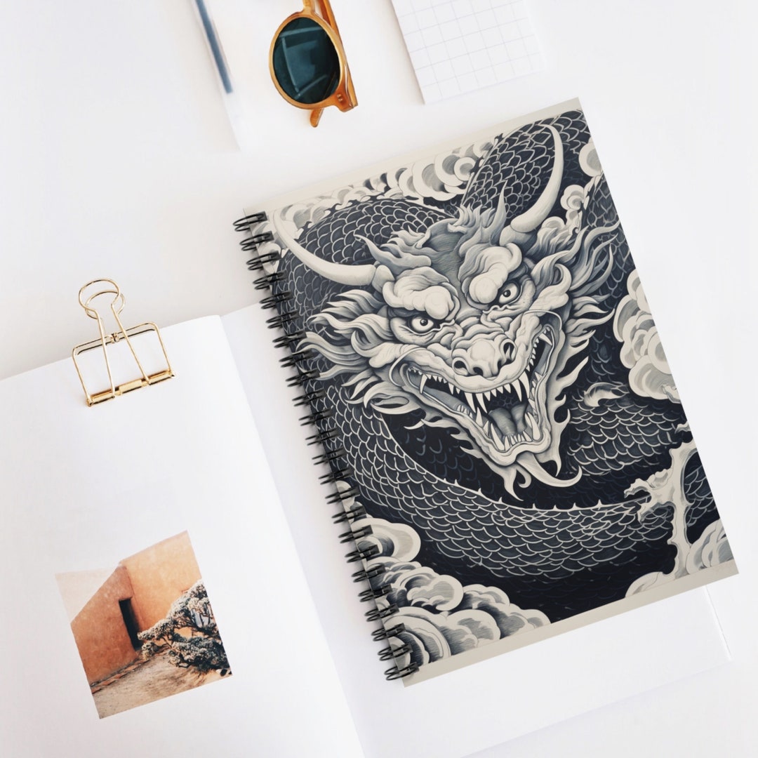 Dragon Block Art Spiral Notebook - Ruled Line, Journaling Note Book ...