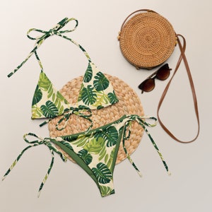 Monstera String Bikini, Plus Size Bikinis, Womens' Swim Suit, Two Piece ...