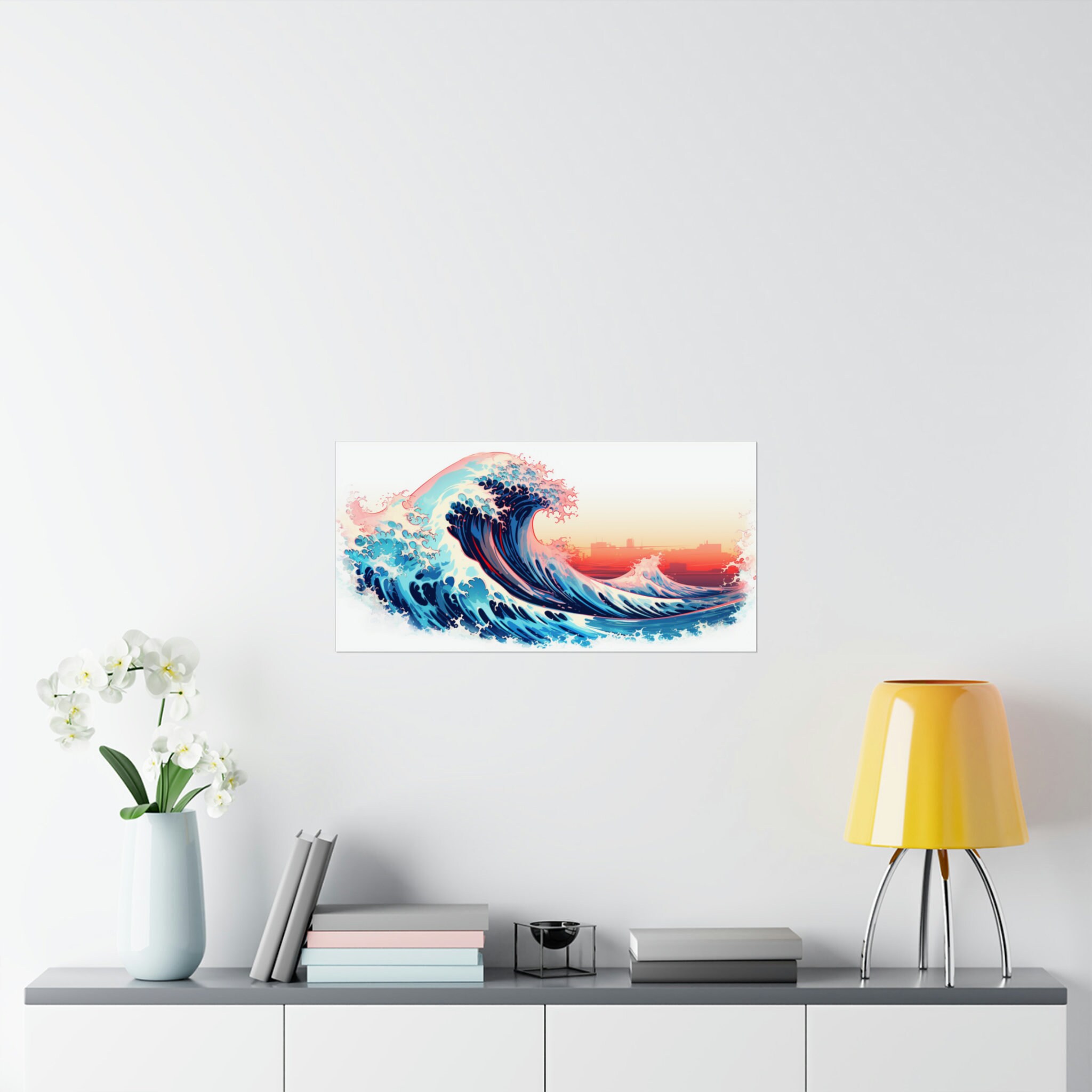 Crashing Retrowave Horizontal Poster, Vaporware Art, Ocean Landscape ...