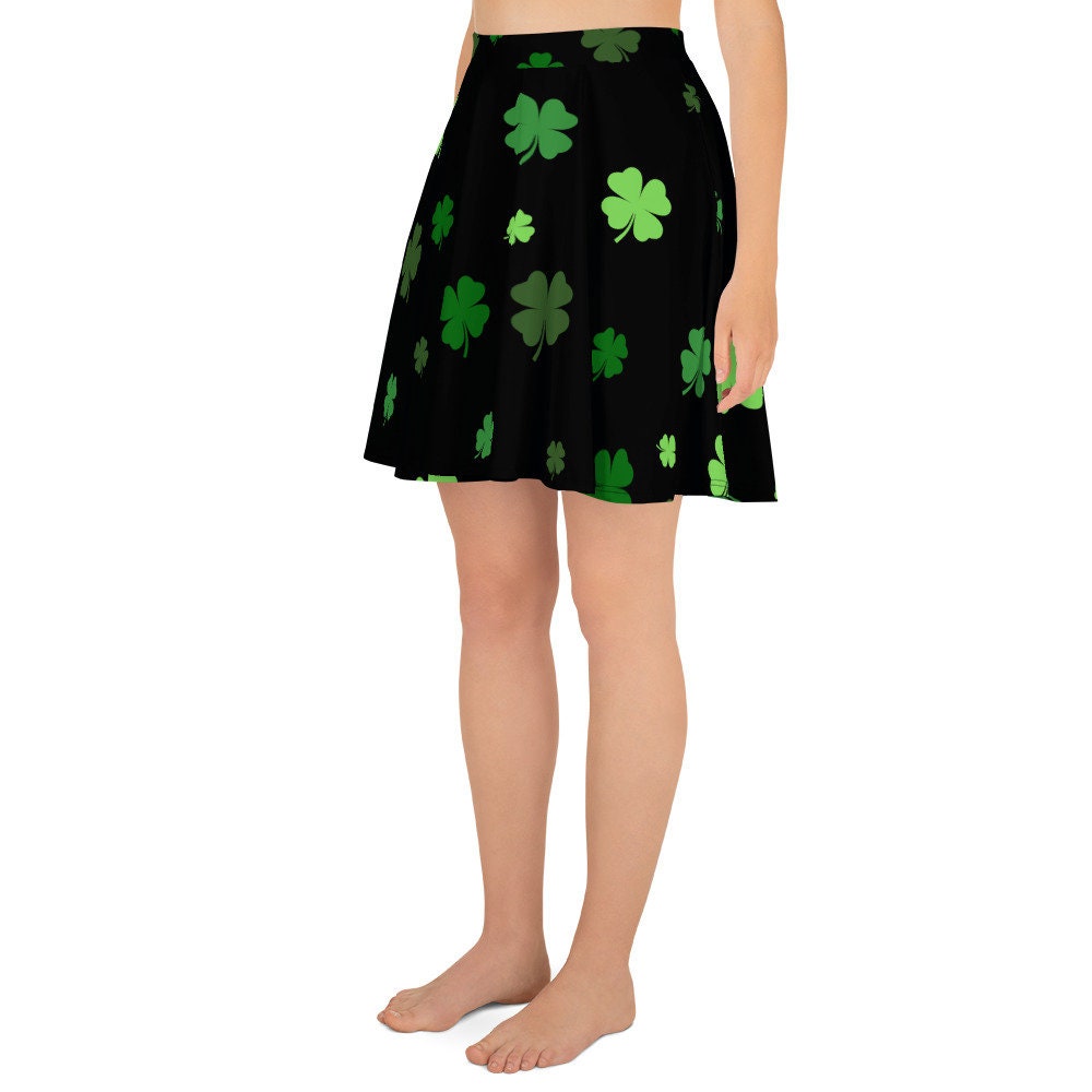Black Shamrocks Skater Skirt, St Patrick's Day Skirt, St Pattys Day ...