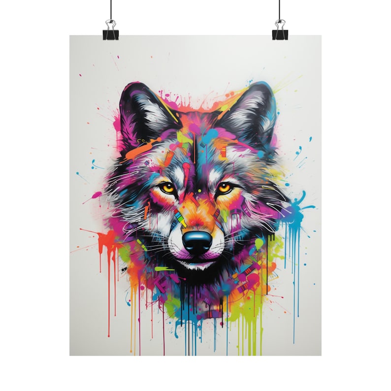 Neon Graffiti Wolf Poster, Wolf Art, Gift for Wolf Lover, Wolves Art ...