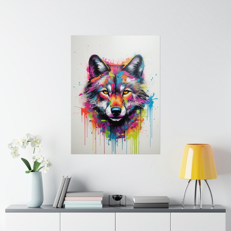 Neon Graffiti Wolf Poster, Wolf Art, Gift for Wolf Lover, Wolves Art ...