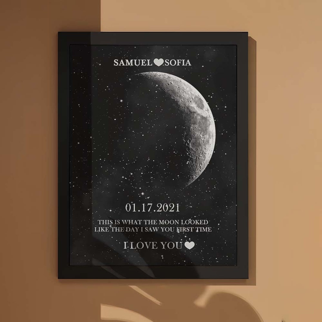 Custom Moon Phase Print, Anniversary Gift, Lunar Art Print ...