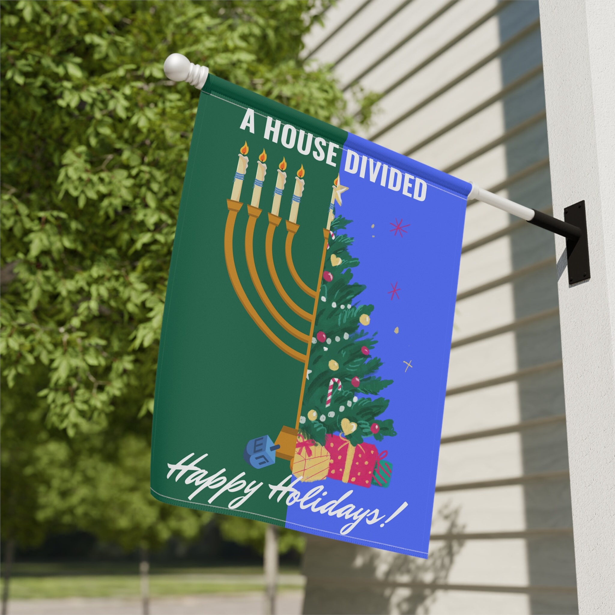 A House Divided Holiday Garden & House Flag, Christmas Banner, Hanukkah ...