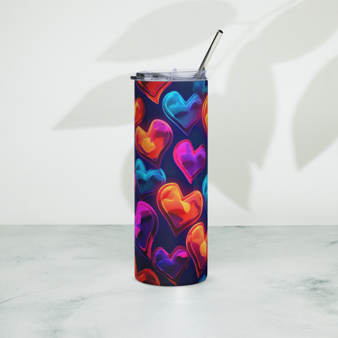 Synthwave Heart Art Stainless Steel Tumbler - Etsy