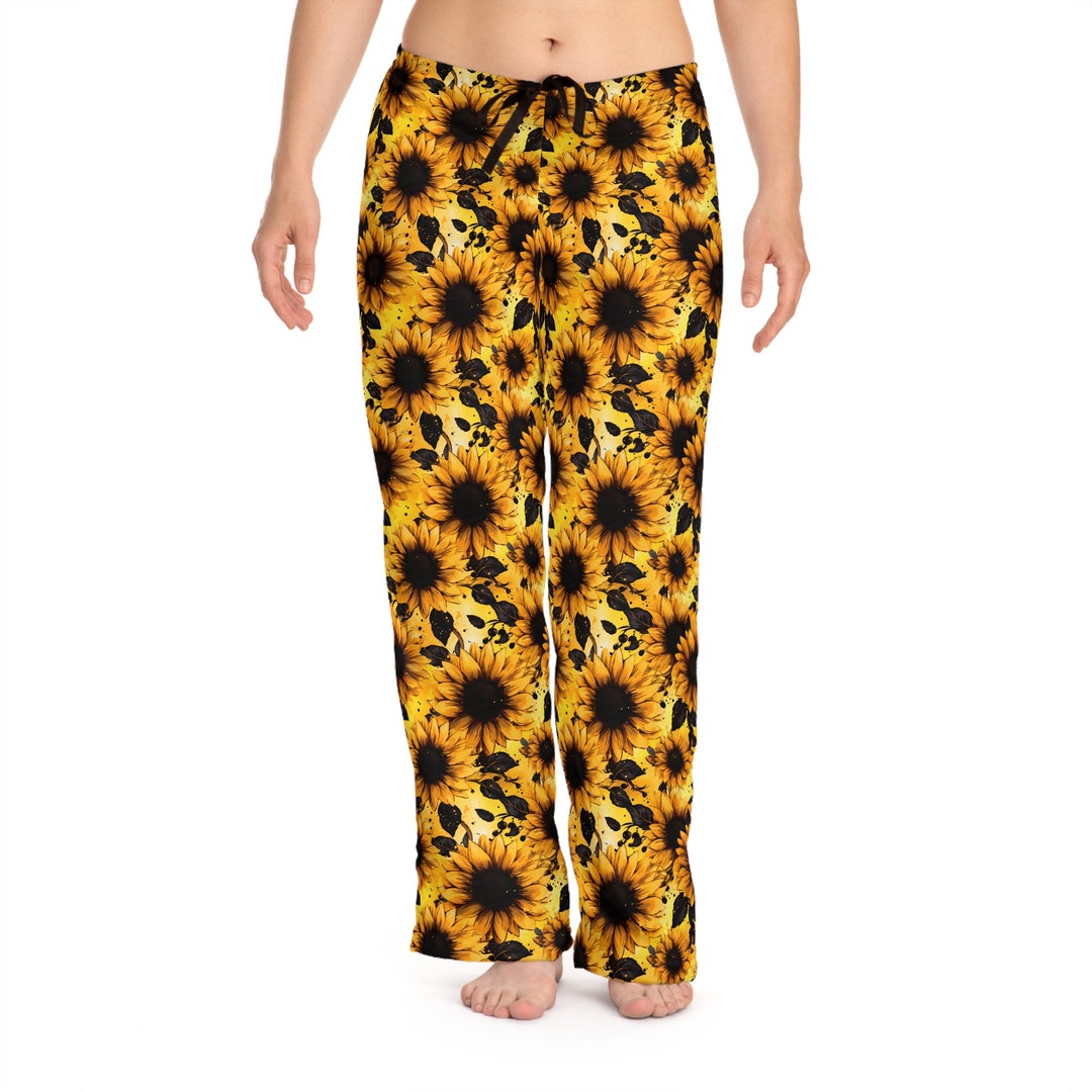 Sunflower Women's Pajama Pant, Sunflower Pajama Pants, Flower Pajama Pants, Gift for Her, Plant ...