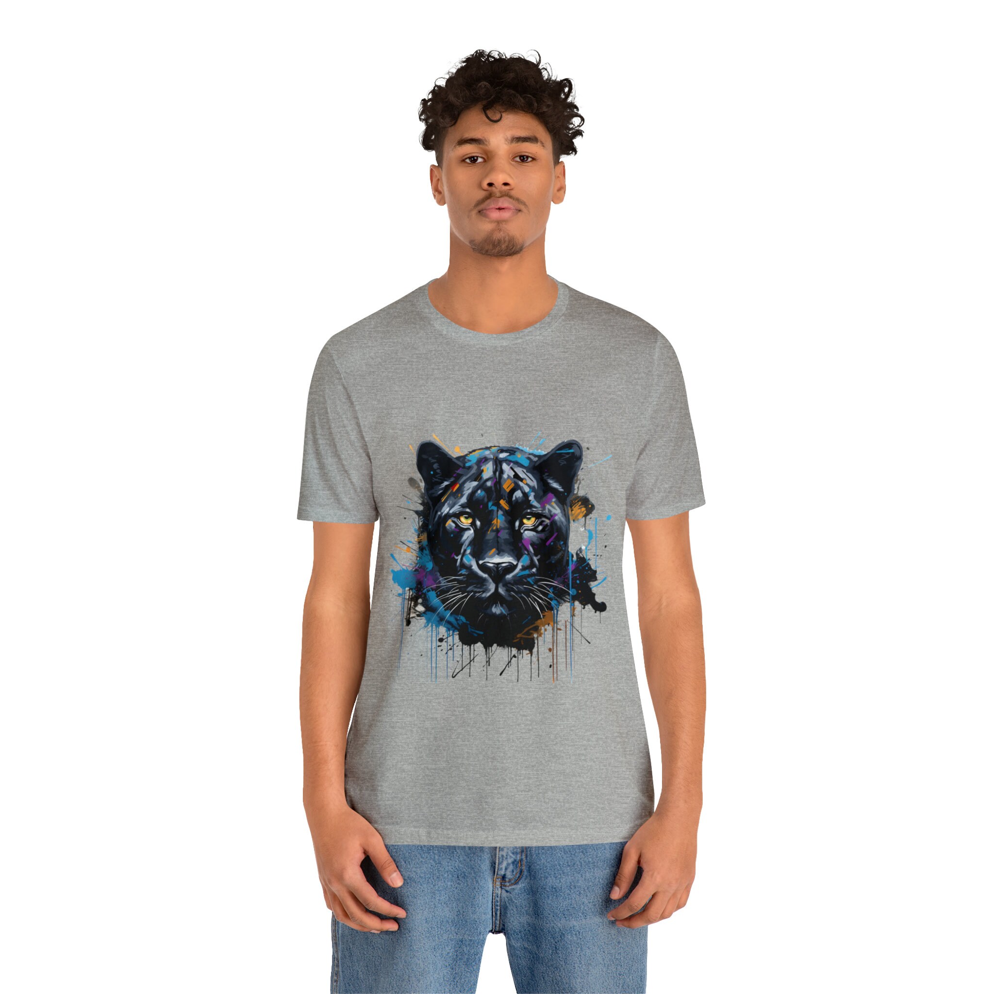 Graffiti Black Panther Unisex Short Sleeve Tee, Christmas Gift, Fun ...