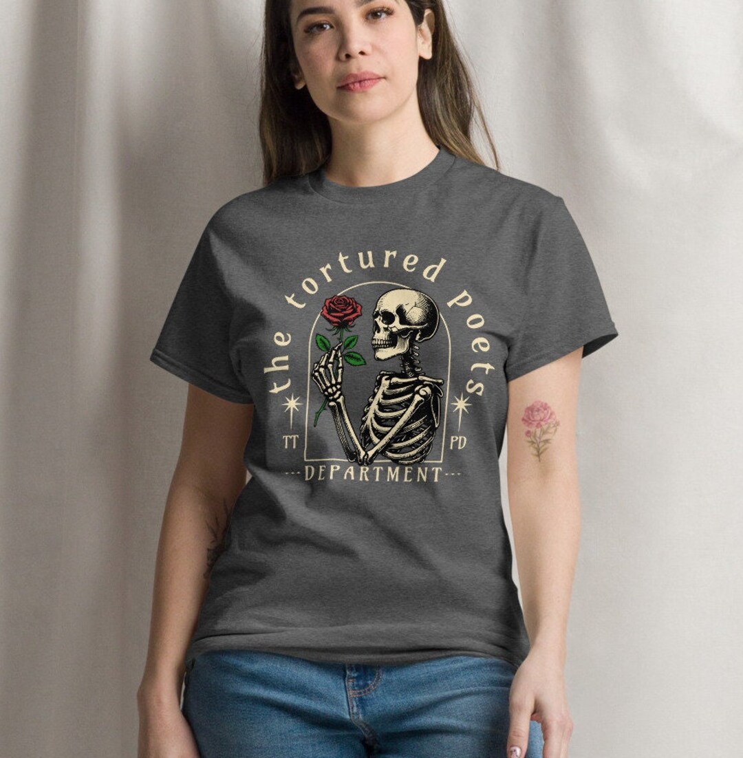 The Tortured Poets Department T-shirt: Skeleton & Rose Graphic Tee - Etsy