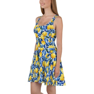 Lemon Print Skater Dress: Sleeveless Spring Sundress - Etsy