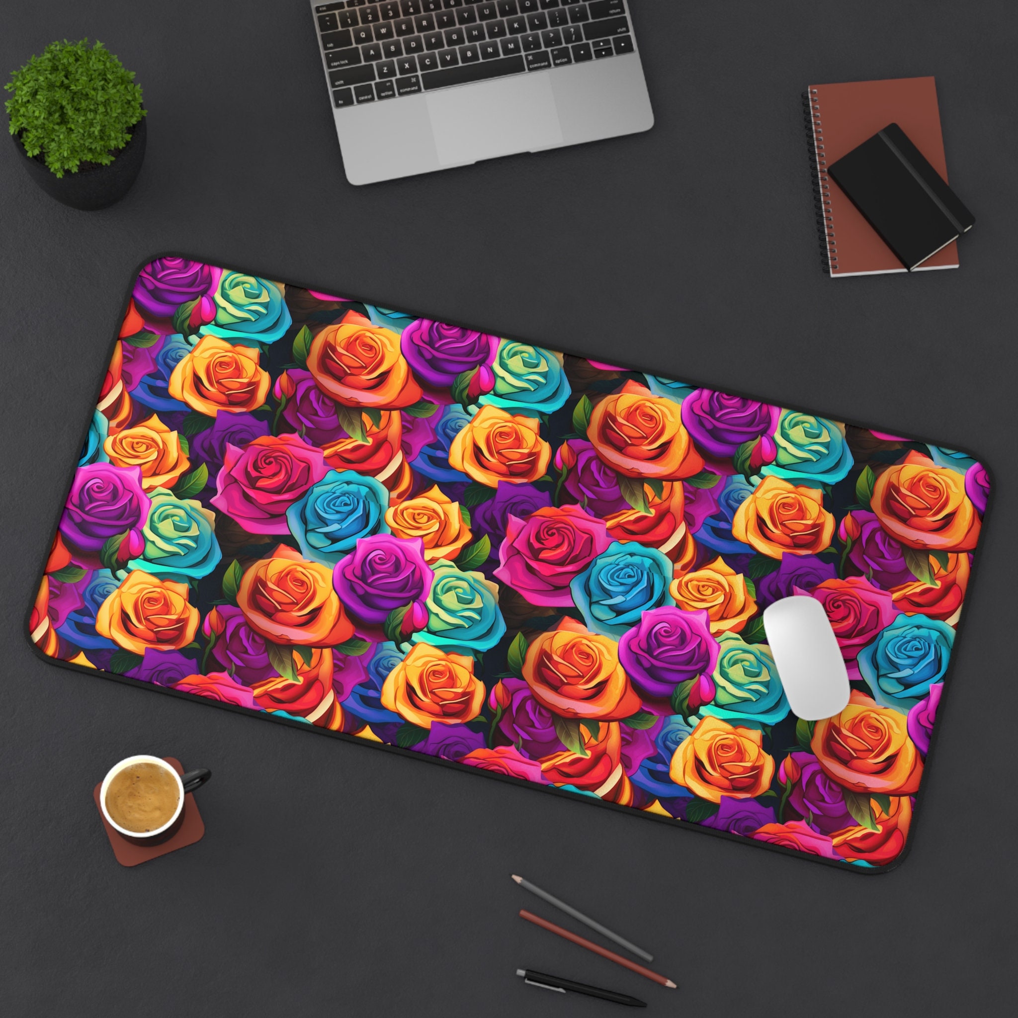 Lisa Frank Inspired Rose Art Desk Mat, Home Office Supplies, Dorm Room ...