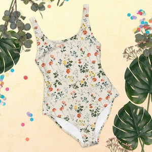 Wildflowers One-piece Swimsuit, Floral Print Bathing Suit, Women's ...