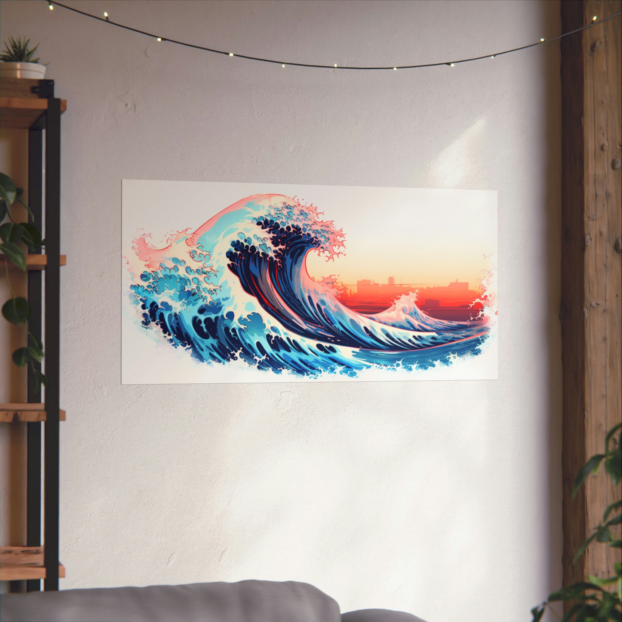 Crashing Retrowave Horizontal Poster, Vaporware Art, Ocean Landscape ...