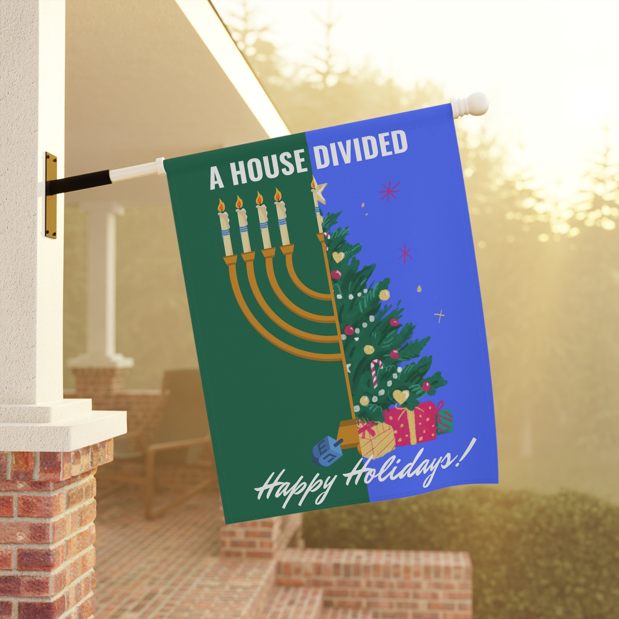 A House Divided Holiday Garden & House Flag, Christmas Banner, Hanukkah ...