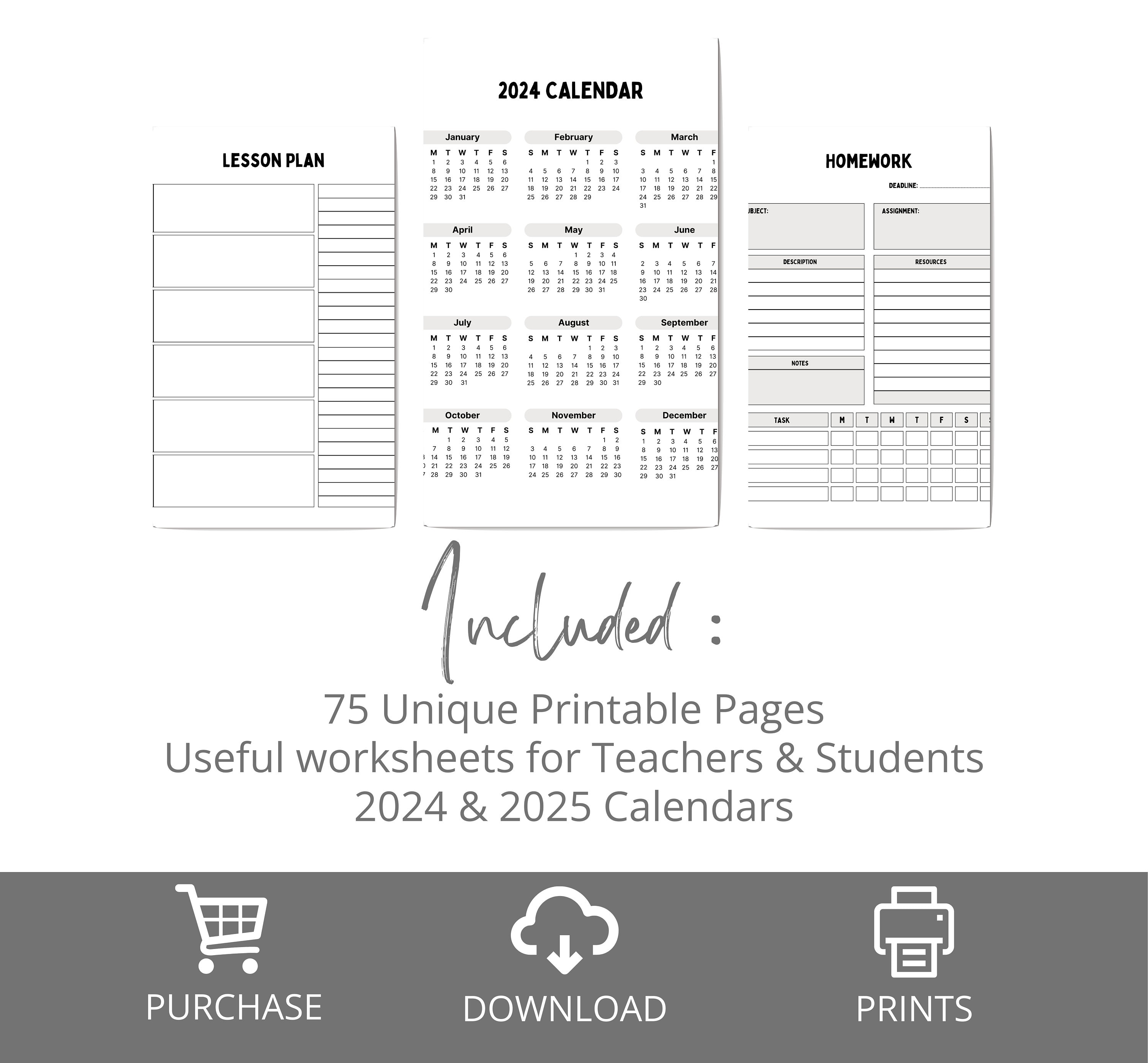 Printable 2024-2025 Teacher Planner, Classroom Worksheets, Instant ...