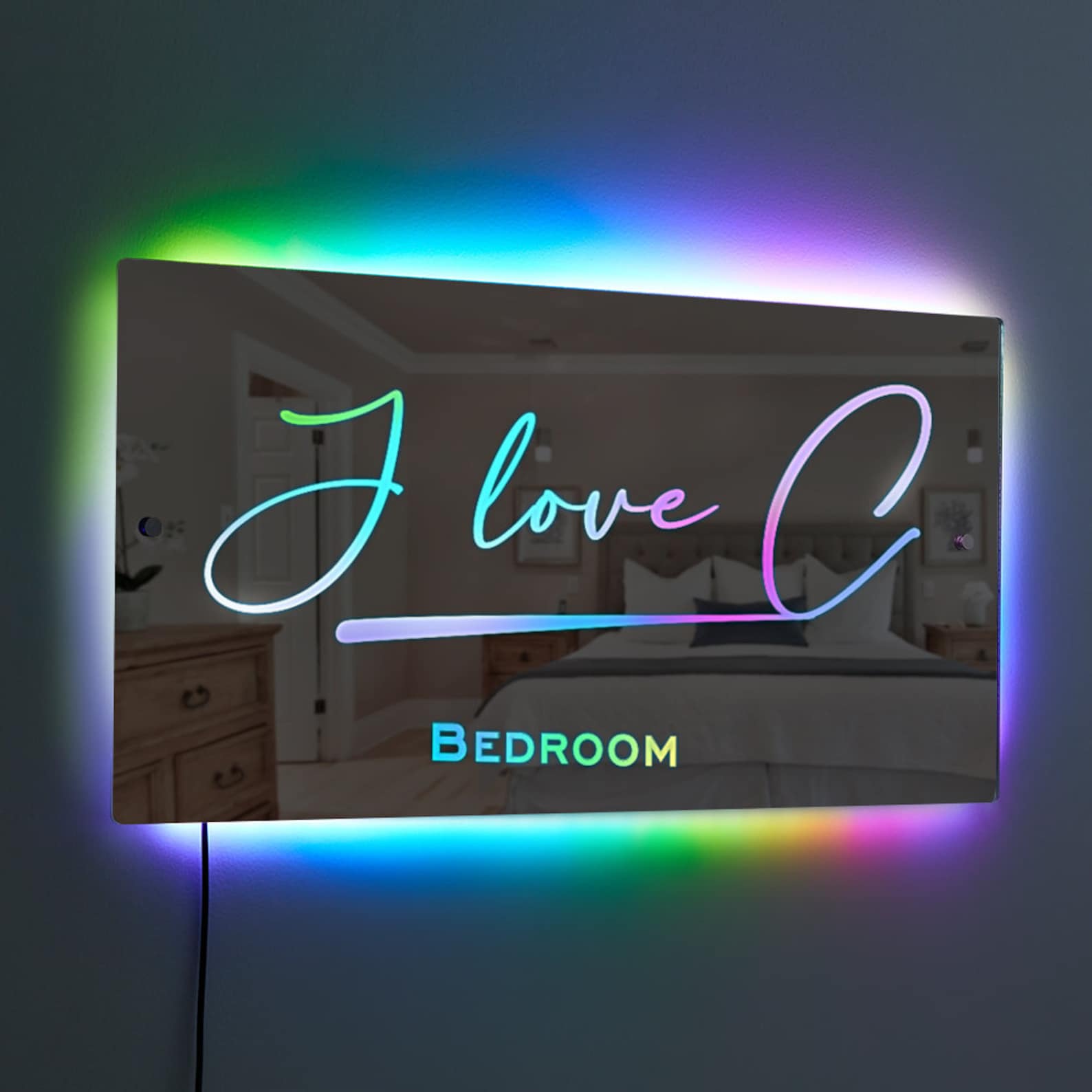 Personalized Name Mirror With LED Lighting and Remote Control - Etsy