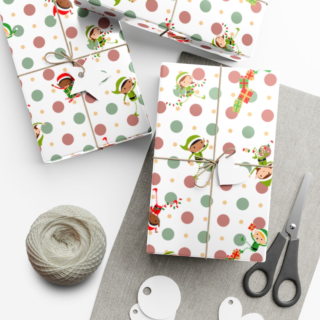 Silly Christmas Elves Gift Wrapping Paper, Festive Holiday Gift Wrap ...