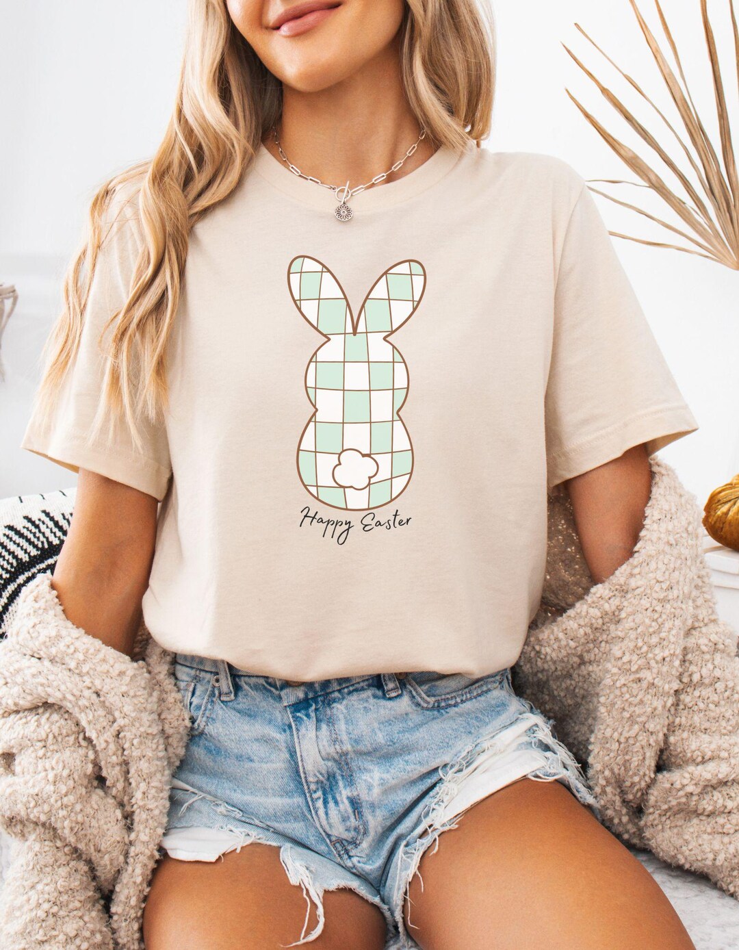 Checkered Bunny Shirt, Bunny Shirt, Cute Bunny Shirt, Sunday School ...