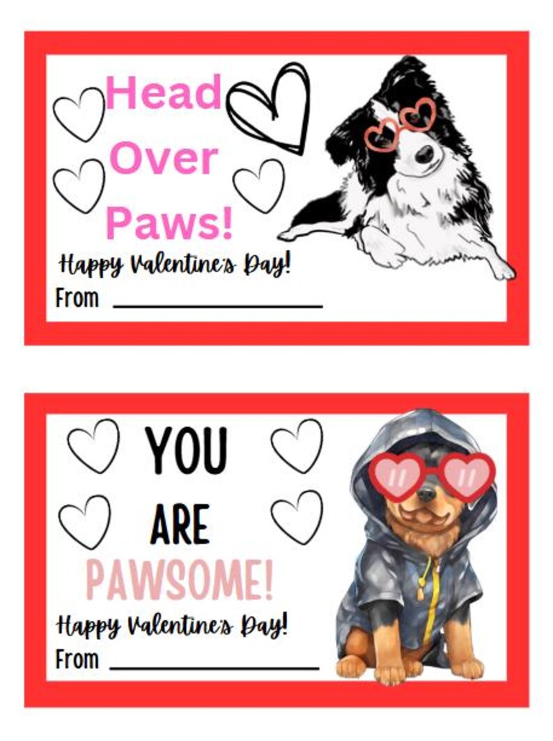 Printable Dog Valentine's Day Cards, Classroom Valentine's Day Cards ...