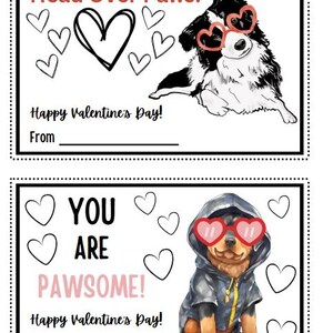Printable Dog Valentine's Day Cards, Classroom Valentine's Day Cards ...