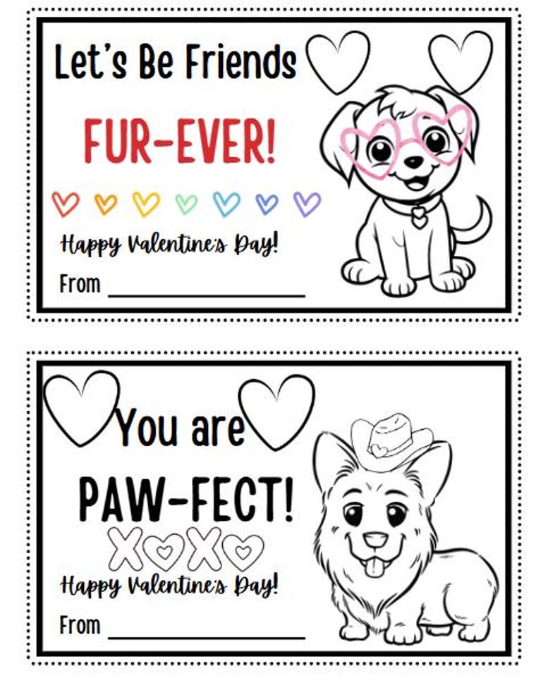 Printable Dog Valentine's Day Cards, Classroom Valentine's Day Cards ...