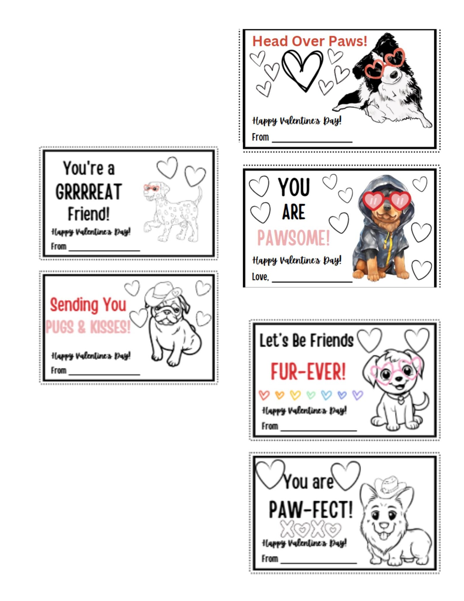 Printable Dog Valentine's Day Cards, Classroom Valentine's Day Cards ...