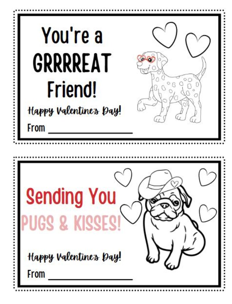 Printable Dog Valentine's Day Cards, Classroom Valentine's Day Cards ...