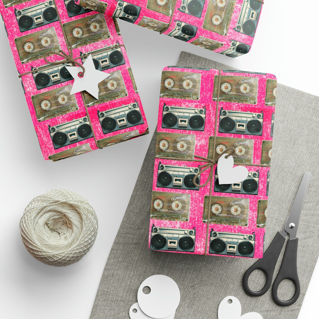 Vintage Radio Cassette Player Aesthetics Gift Wrap, Glossy or Matte ...