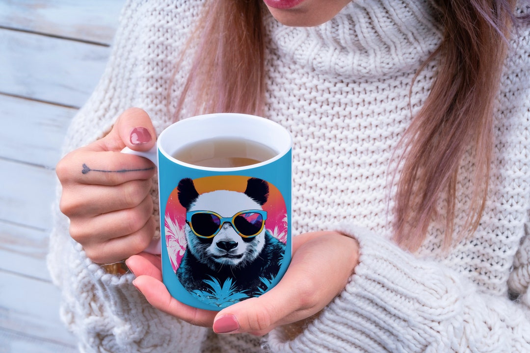 Pop Art Inspired Mug: Cool Panda Bear | Hip Animal | 11oz White Ceramic ...