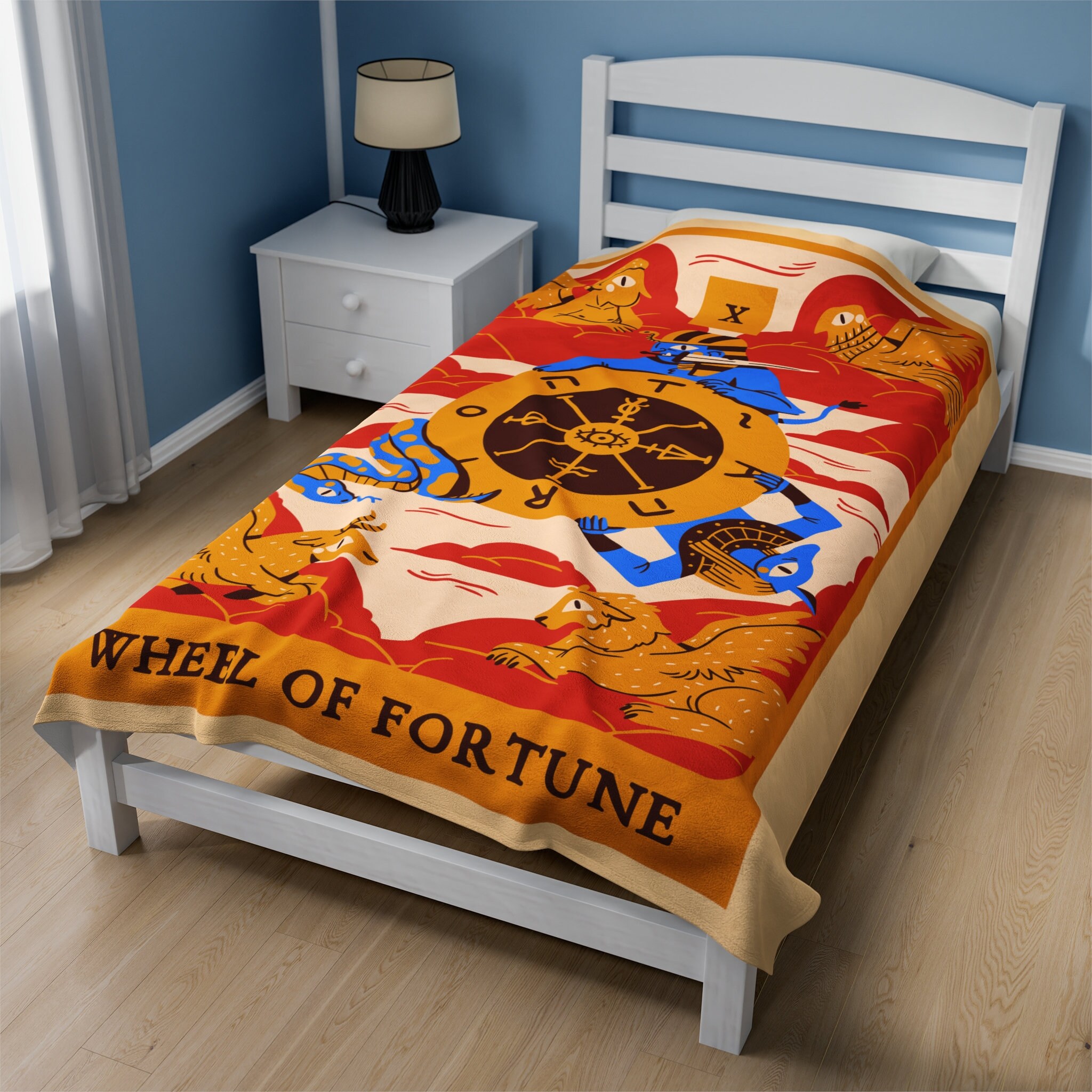 The Wheel of Fortune Tarot Card Velveteen Plush Blanket, Major Arcana X ...
