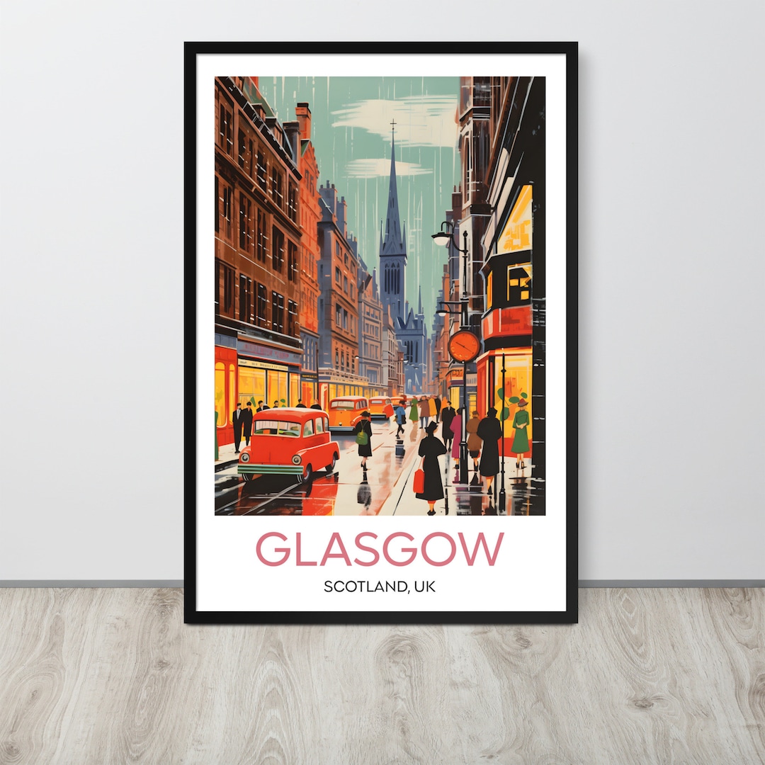 Glasgow Poster, Scotland Travel Art Print, Glasgow Travel Vintage ...