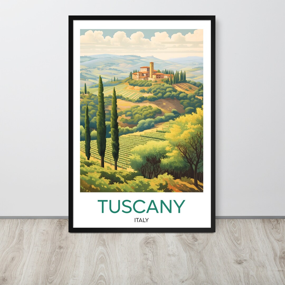 Tuscany Poster, Italy Travel Art Print, Italian Tuscany Landscape ...