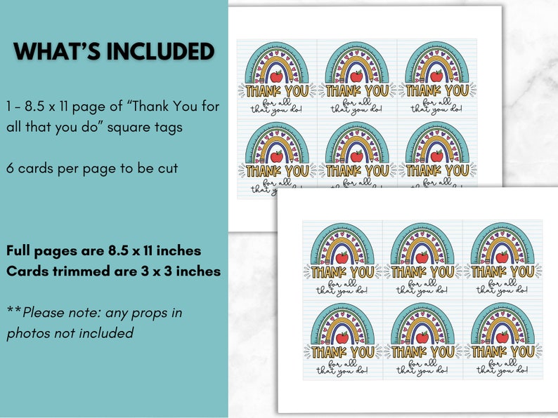 Teacher Appreciation Gift Tags | Thank You Tags | School Employee ...